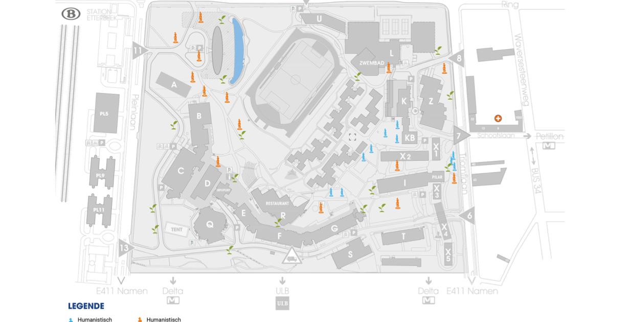 Overview map Living Campus Walk | Vrije Universiteit Brussel